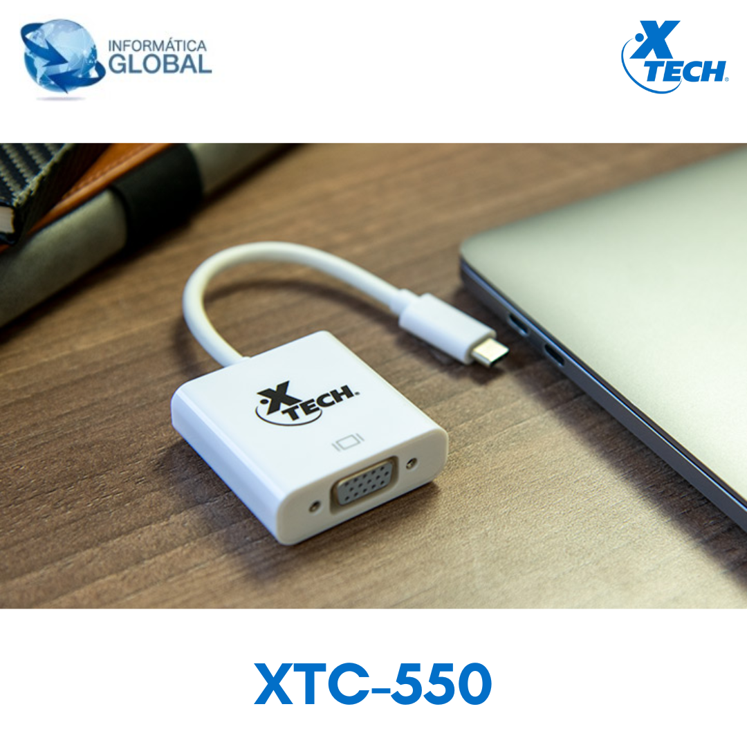 ADAPTADOR USB TIPO C A VGA 20CM XTECH XTC-550 COLOR BLANCO - Informática Global Ec.