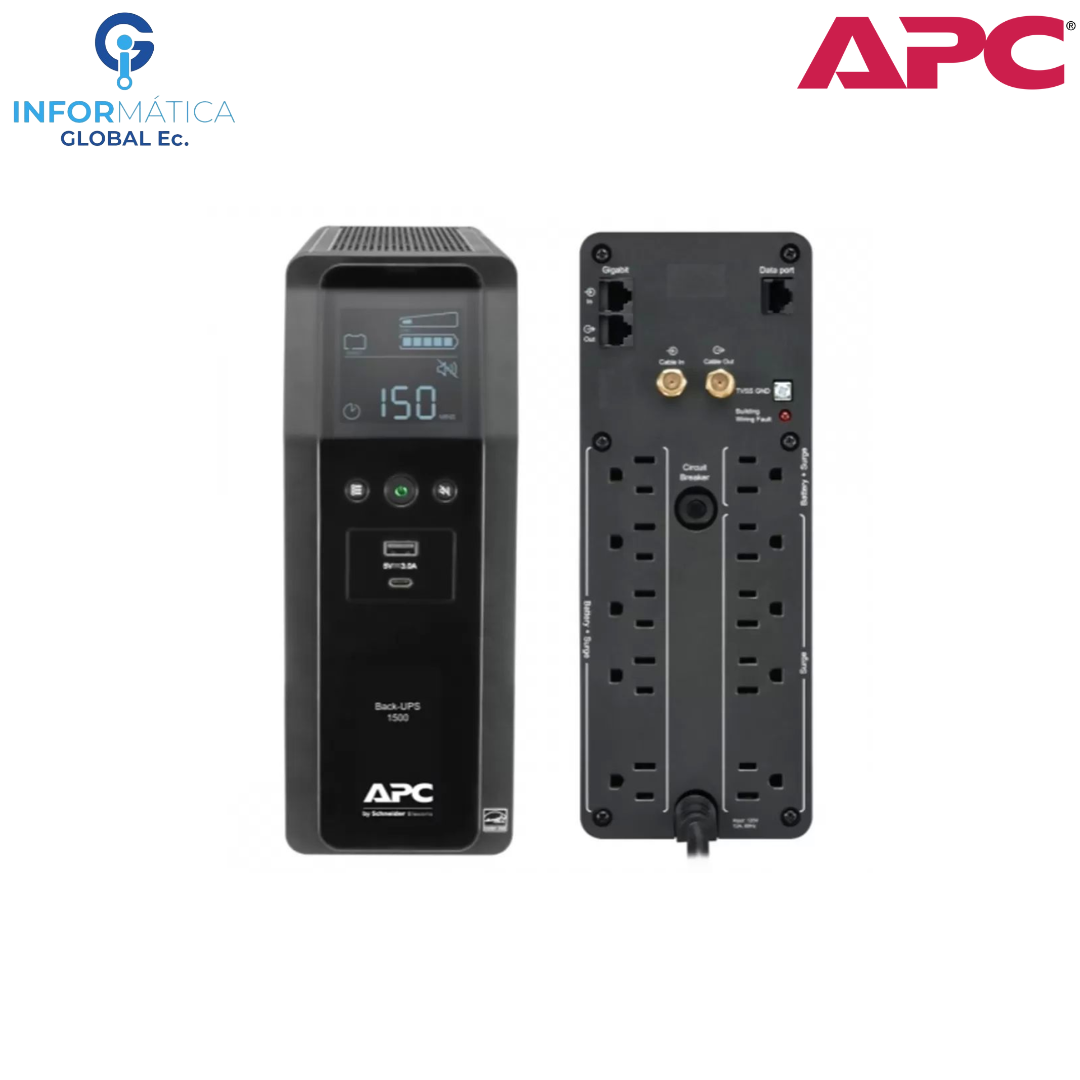 UPS INTERACTIVO TIPO TORRE 120V 10 TOMAS 900VA 1.5KVA APC BR1500M2-LM - Informática Global Ec.